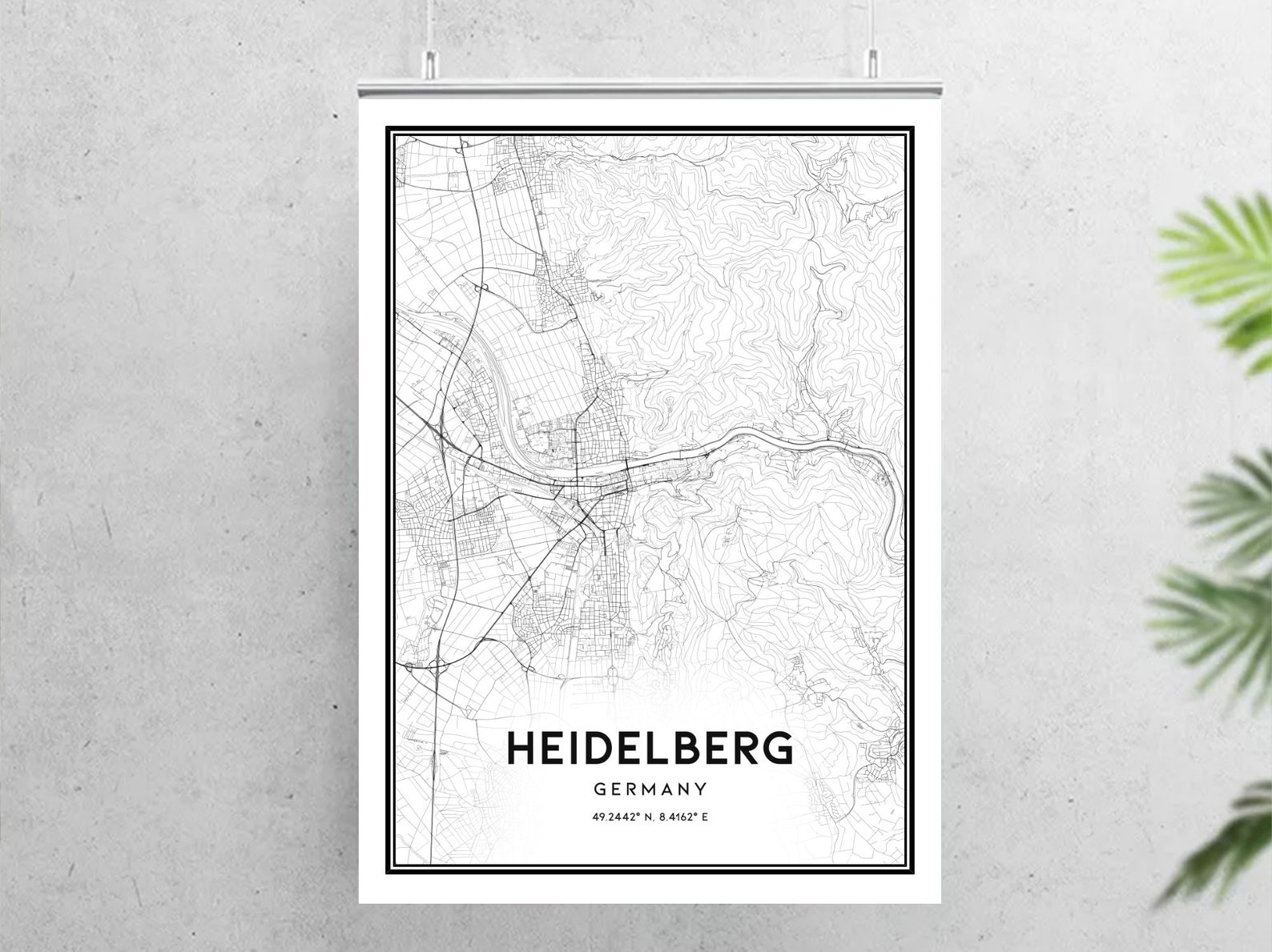 Heidelberg Map Print Heidelberg Map Poster Wall Art | Etsy