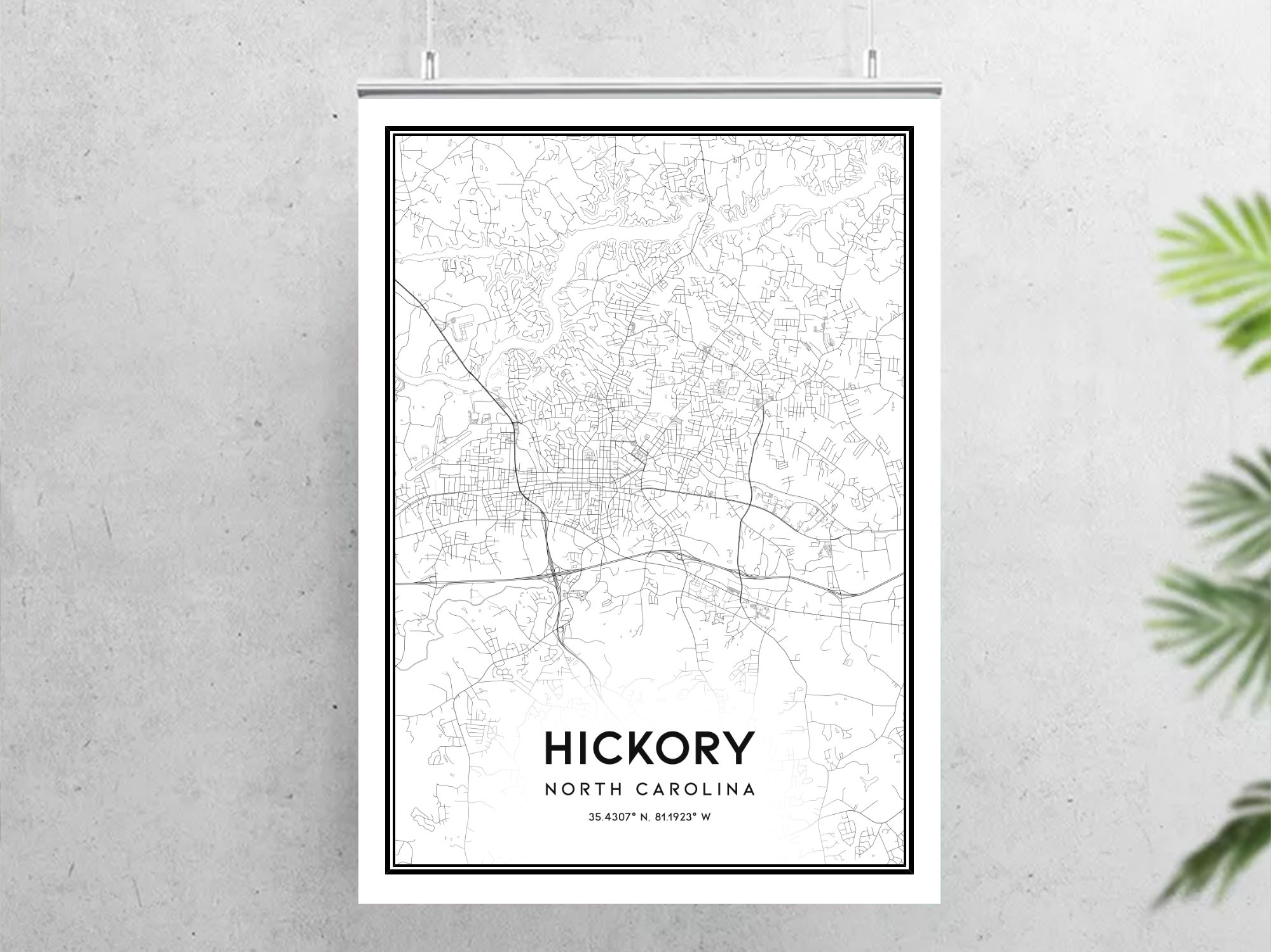 Hickory Map Print Hickory Map Poster Wall Art Nc City Map - Etsy