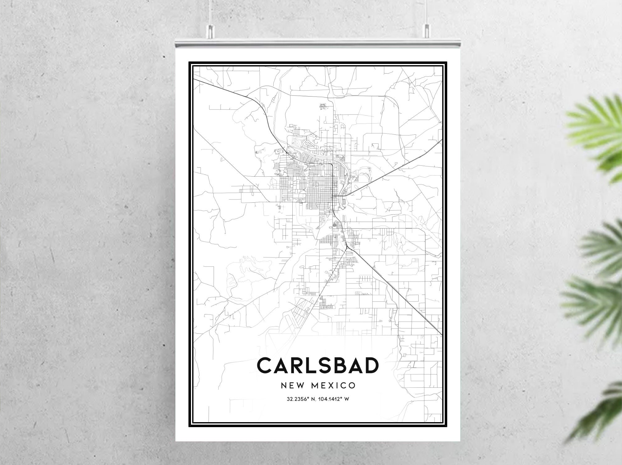 Carlsbad Map Print Carlsbad Map Poster Wall Art Nm City | Etsy