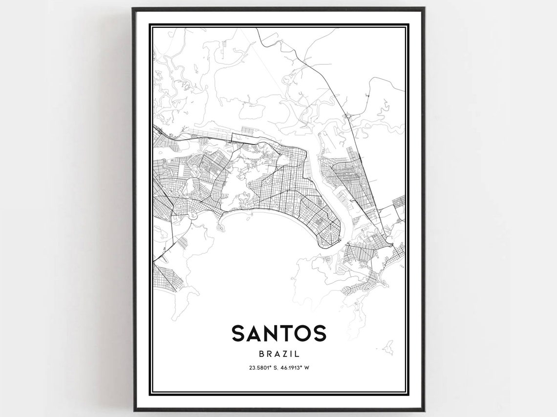 Santos Map Print Santos Map Poster Wall Art Santos City Map | Etsy