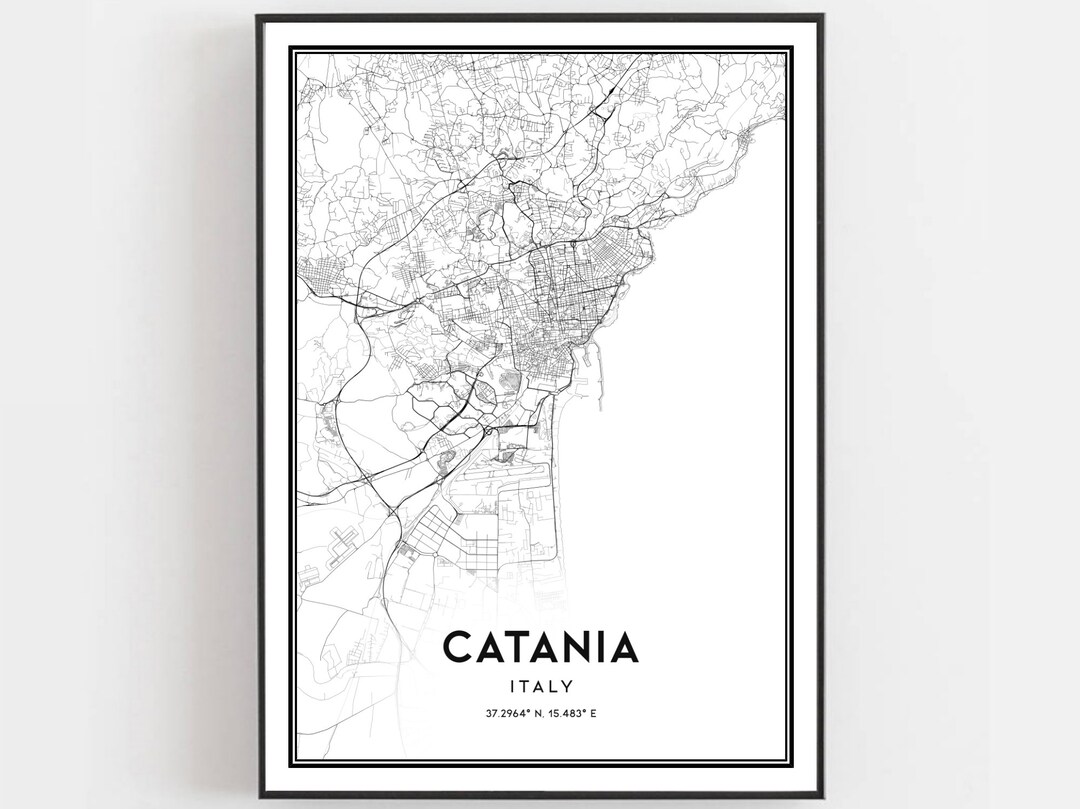 Catania Map Print, Catania Map Poster Wall Art, Catania City Map ...