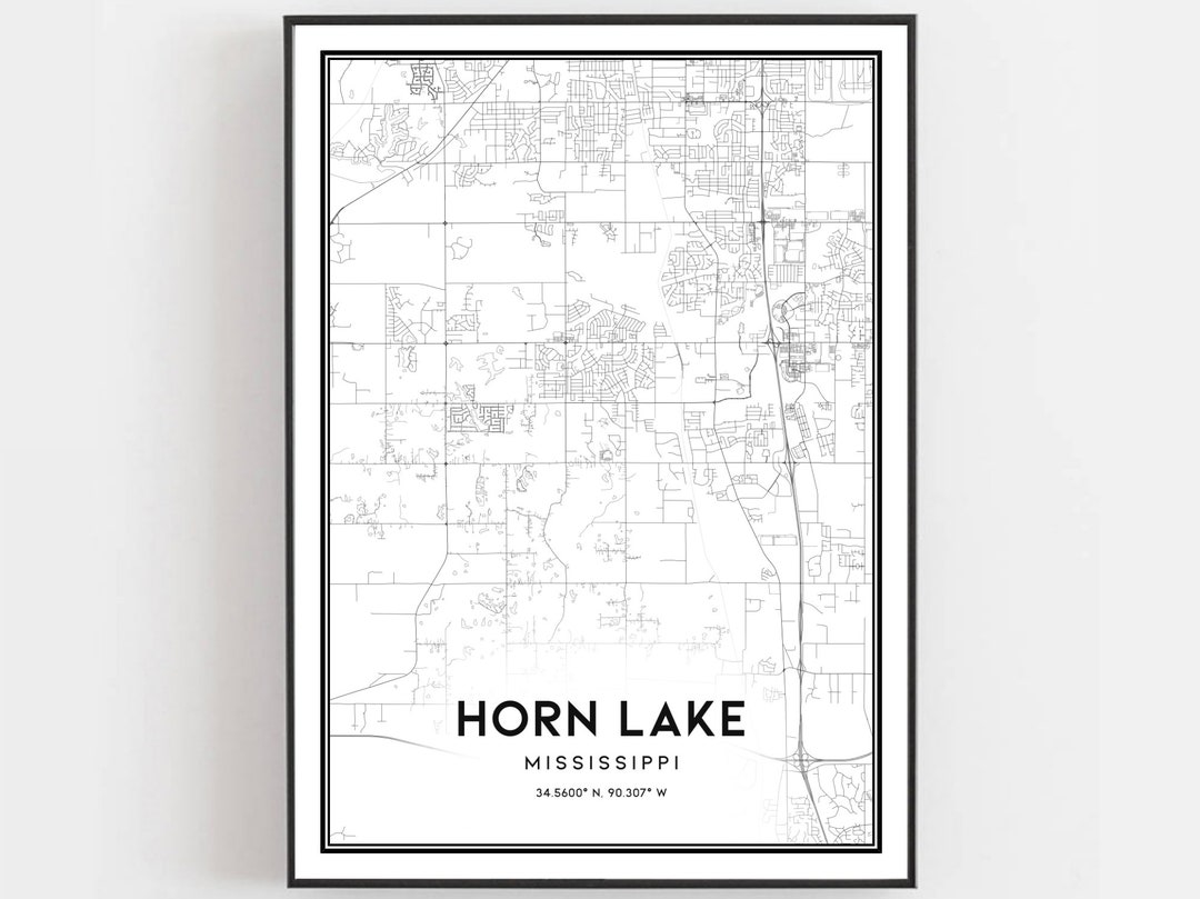 Horn Lake Map Print, Horn Lake Map Poster Wall Art, Ms City Map ...
