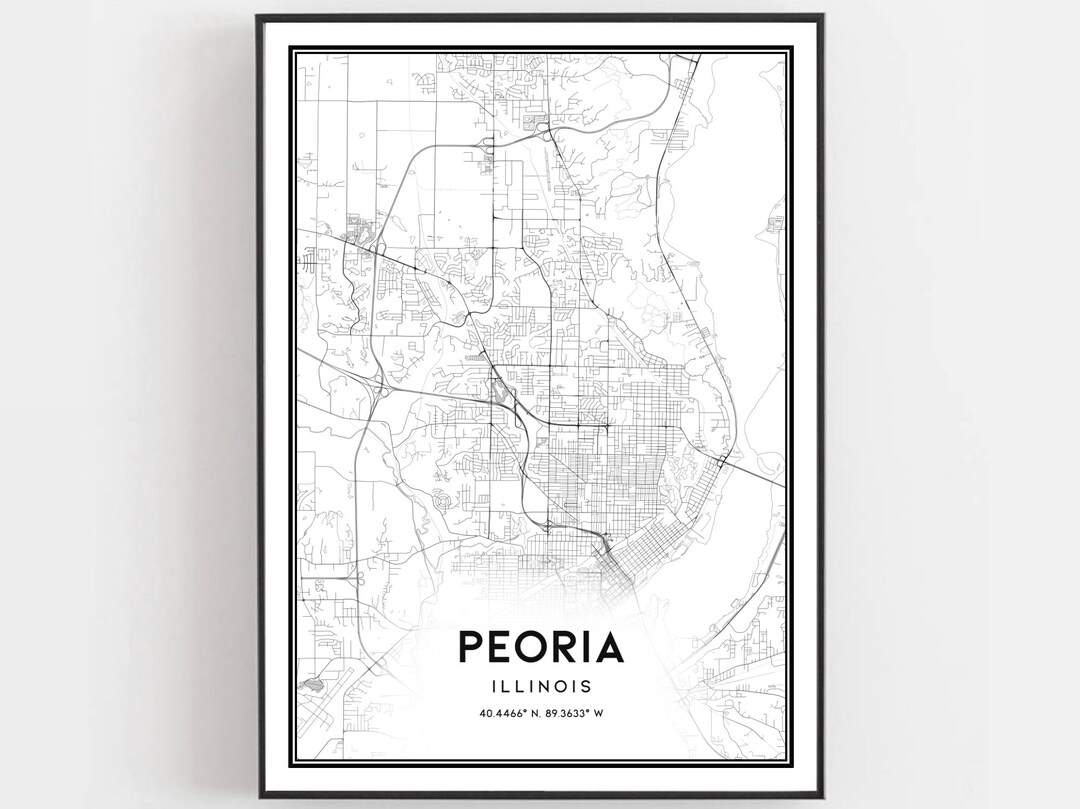 Peoria Map Print, Peoria Map Poster Wall Art, Il City Map, Illinois ...