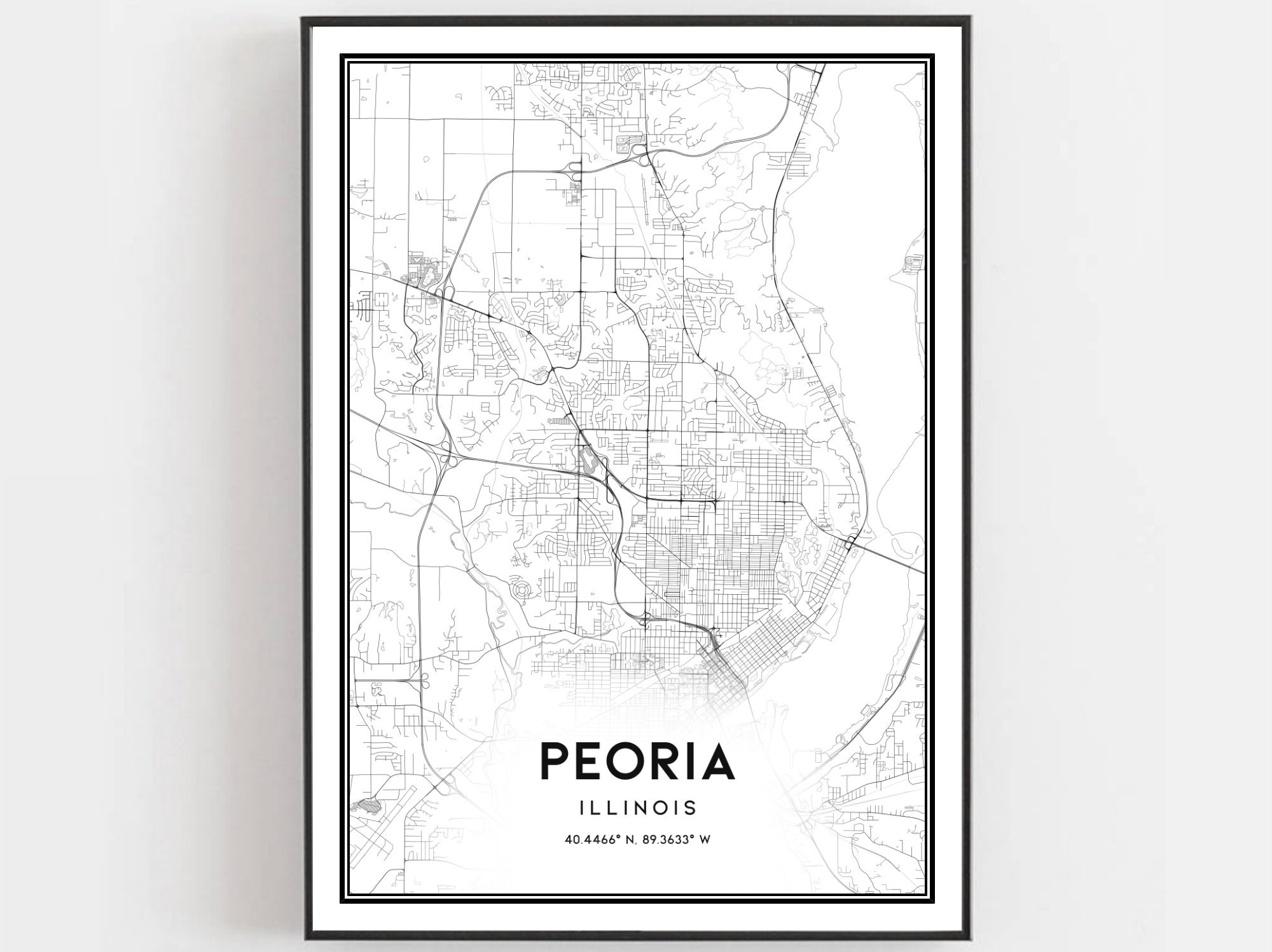 Peoria Map Print Peoria Map Poster Wall Art Il City Map | Etsy