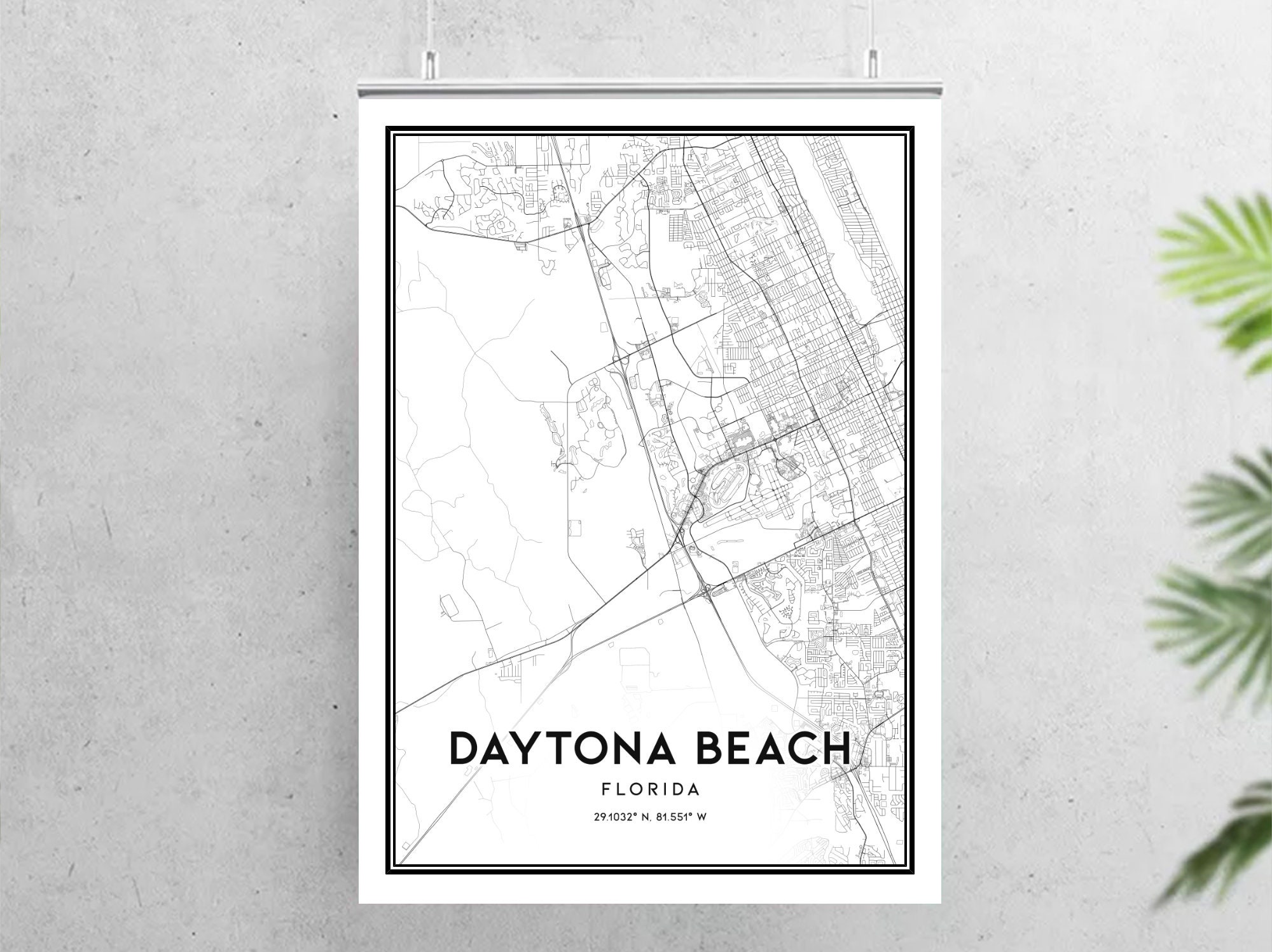 Daytona Beach Map Print Daytona Beach Map Poster Wall Art Fl | Etsy
