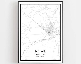 Rome Map Print, Rome Map Poster Wall Art, Ga City Map, Georgia Print ...