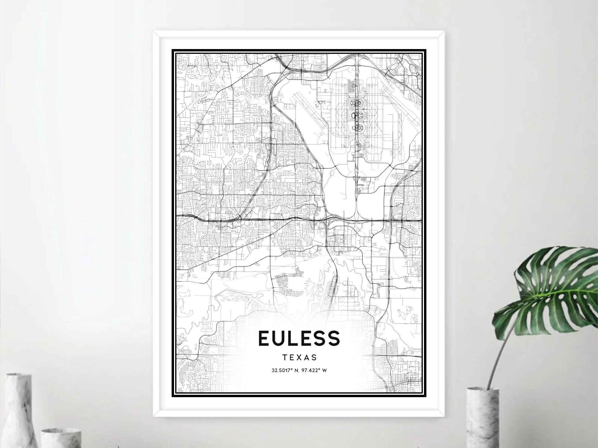 Euless Map Print Euless Map Poster Wall Art Tx City Map | Etsy