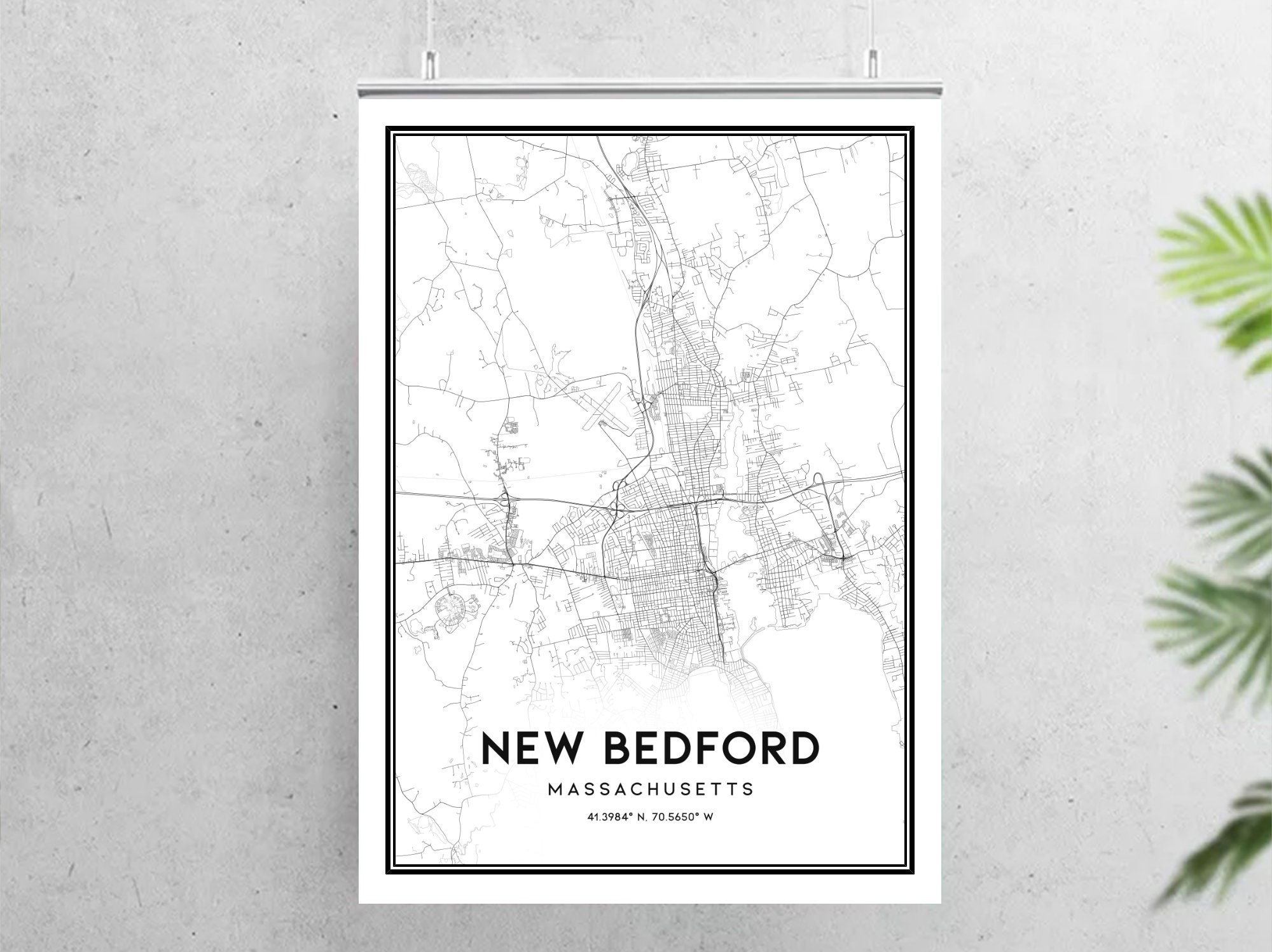 New Bedford Map Print New Bedford Map Poster Wall Art Ma - Etsy