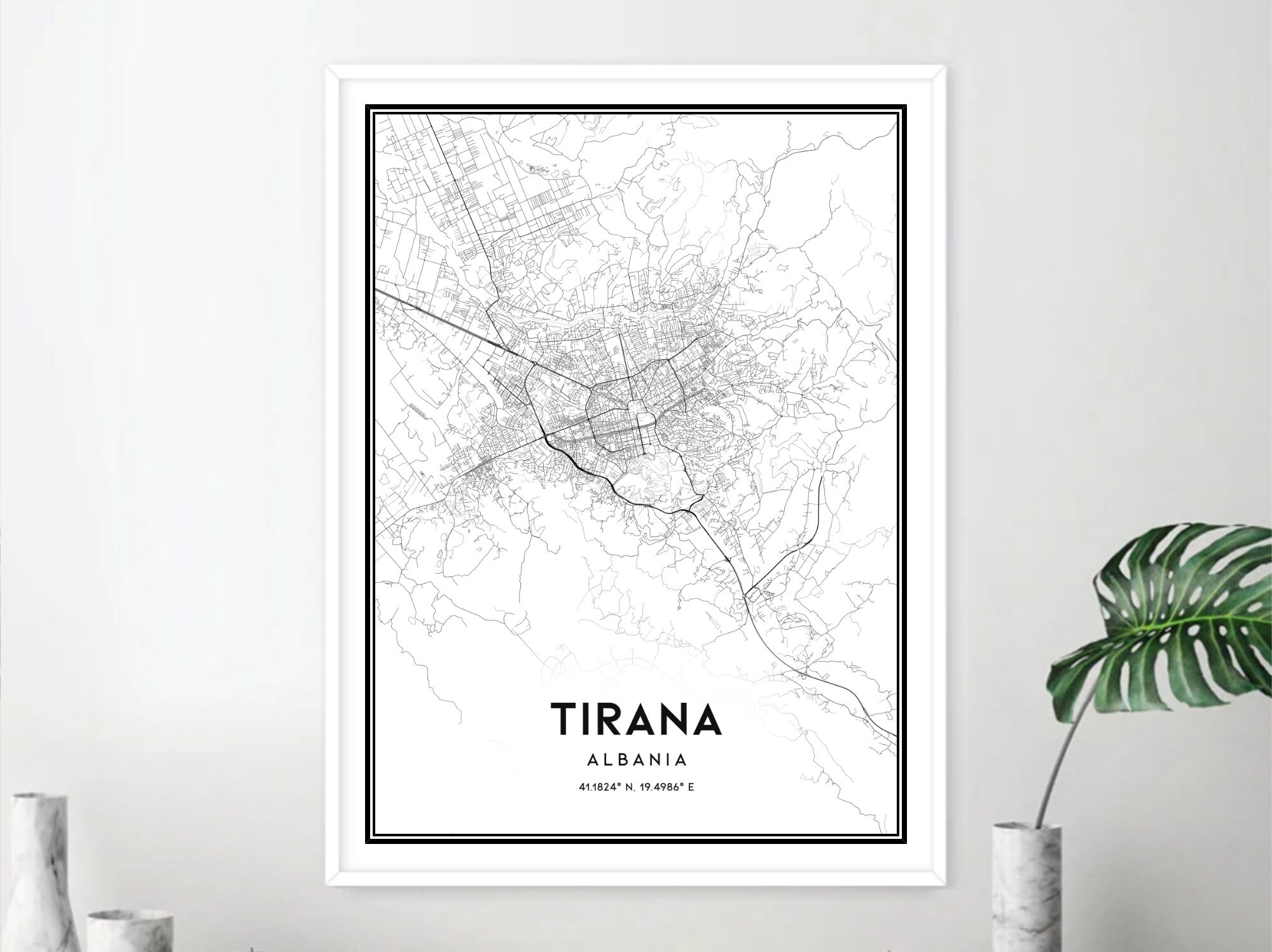 Tirana Map Print, Tirana Map Poster Wall Art, Tirana City Map, Tirana ...