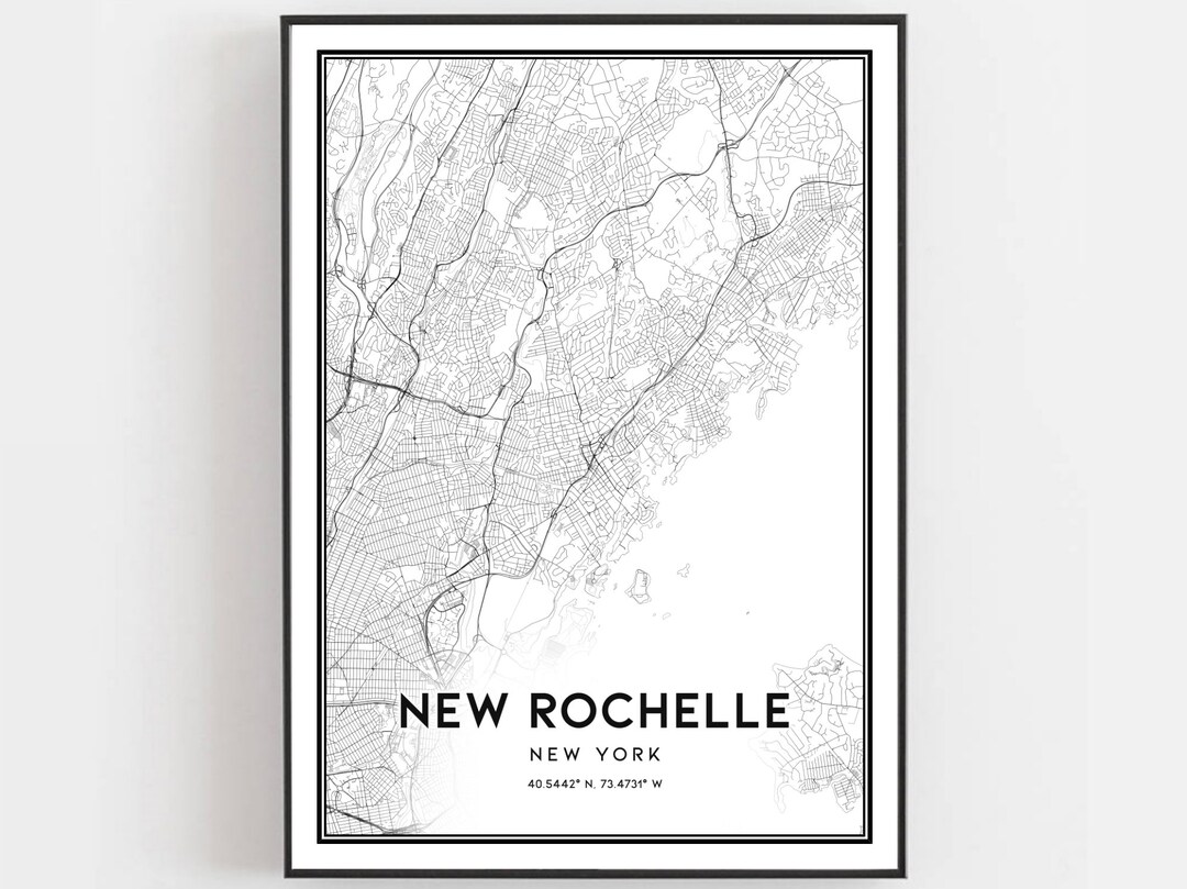 New Rochelle Map Print, New Rochelle Map Poster Wall Art, Ny City Map ...