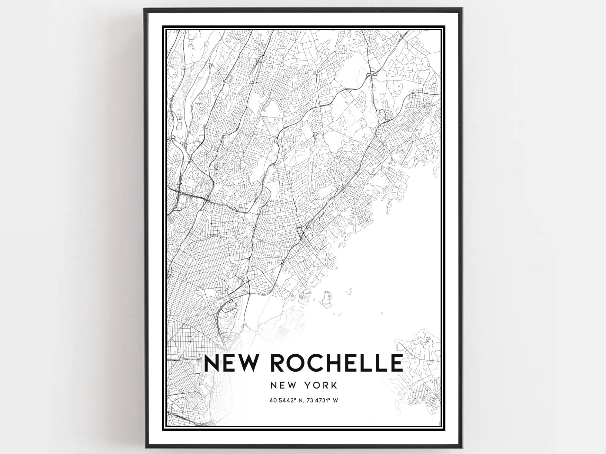 New Rochelle Map Print New Rochelle Map Poster Wall Art Ny - Etsy