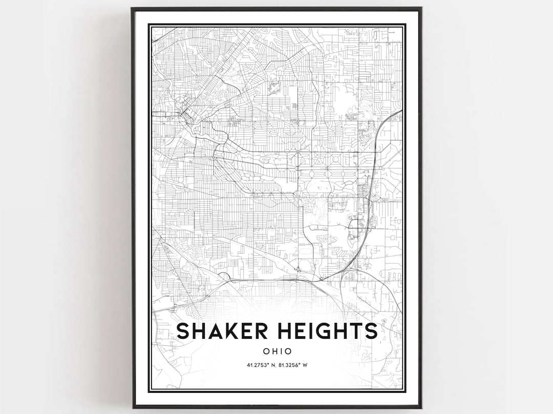 Shaker Heights Map Print, Shaker Heights Map Poster Wall Art, Oh City ...
