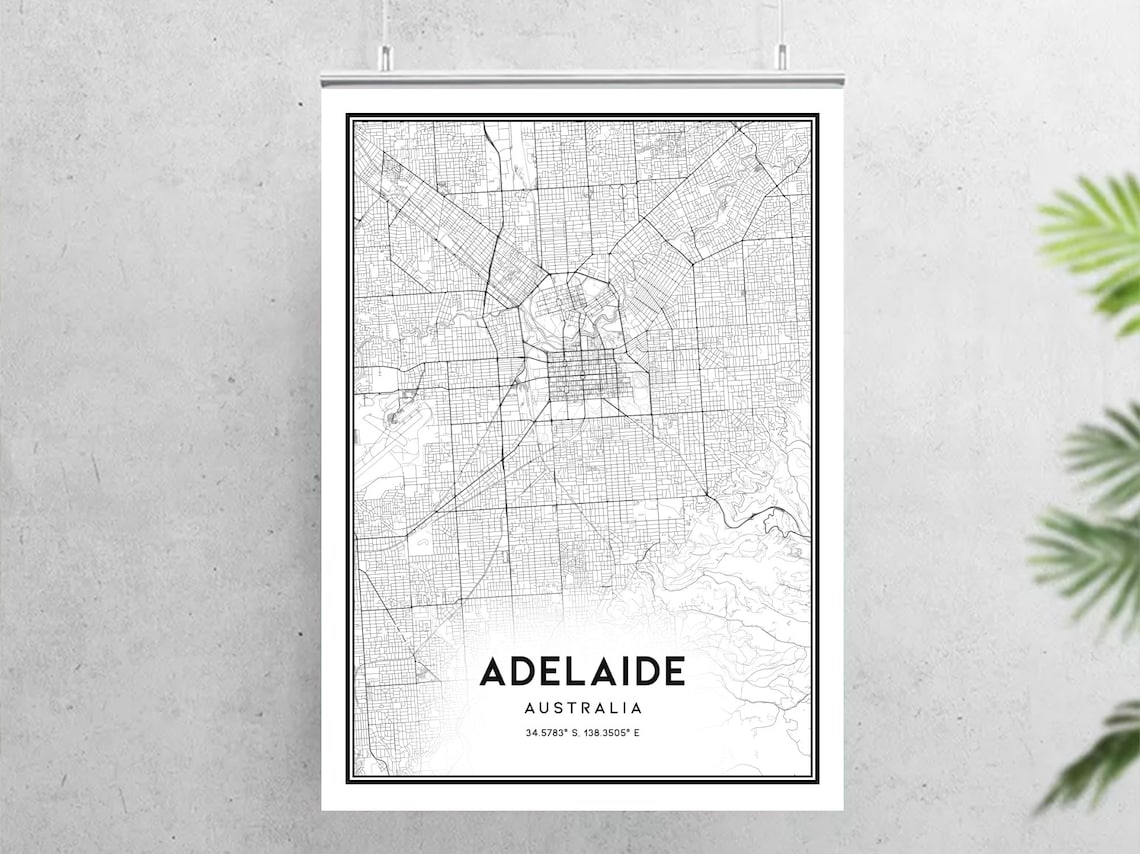 Adelaide Map Print Adelaide Map Poster Wall Art Adelaide | Etsy