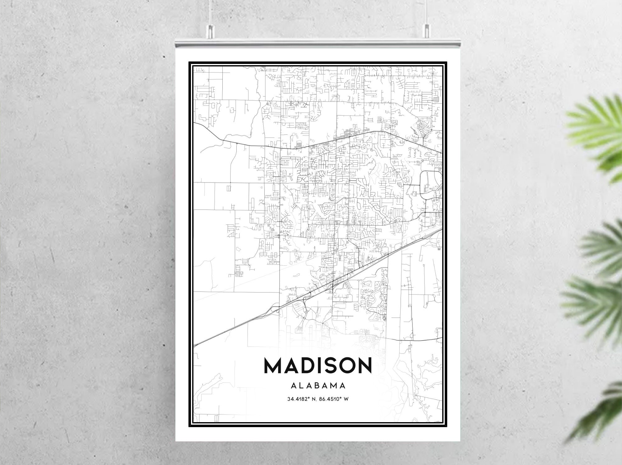 Madison Map Print Madison Map Poster Wall Art Al City Map | Etsy