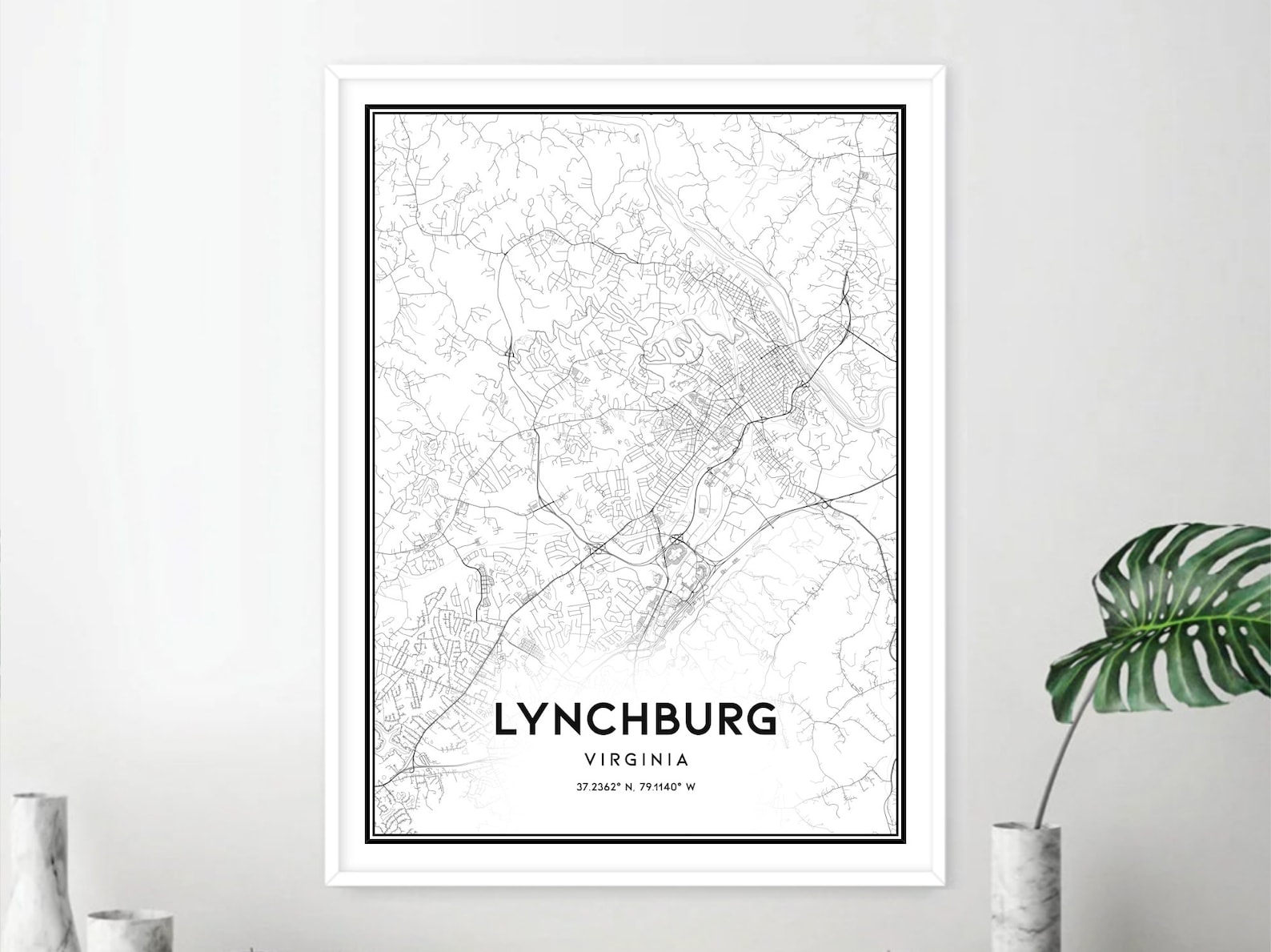 Lynchburg Map Print, Lynchburg Map Poster Wall Art, Va City Map ...