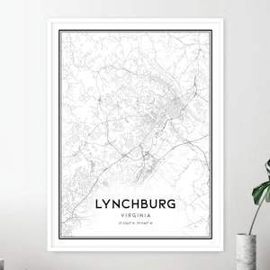 Lynchburg Map Print, Lynchburg Map Poster Wall Art, Va City Map ...