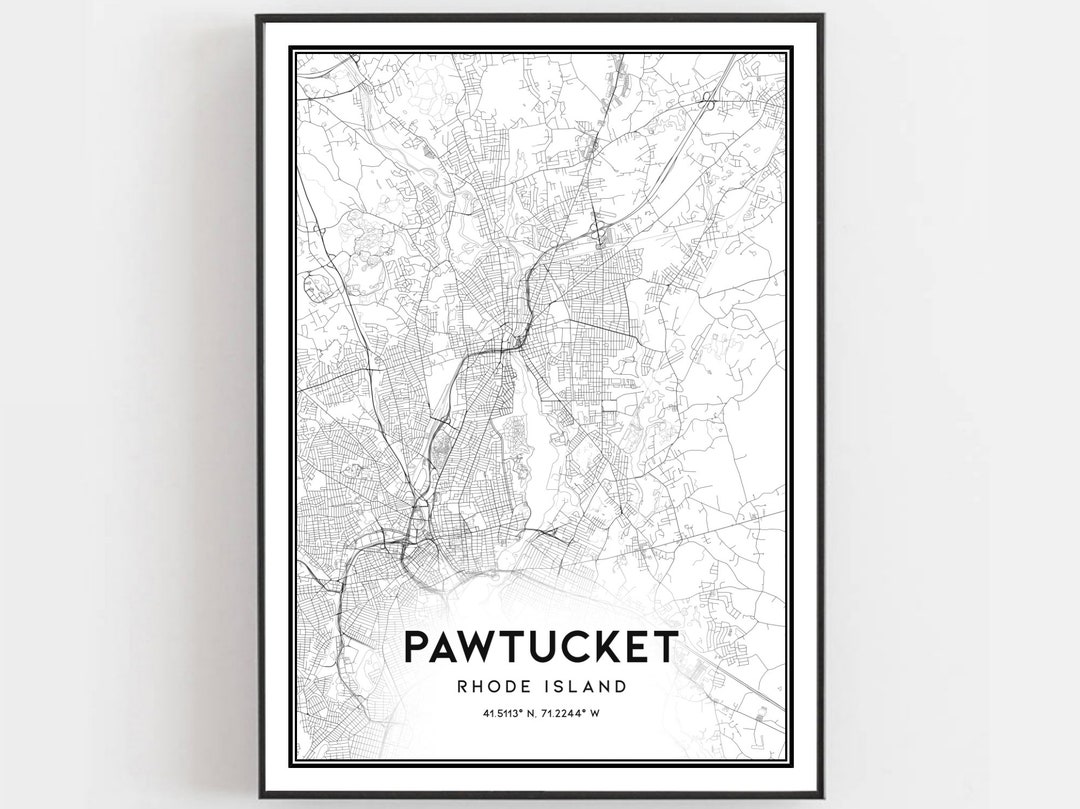 Pawtucket Map Print, Pawtucket Map Poster Wall Art, Ri City Map, Rhode ...