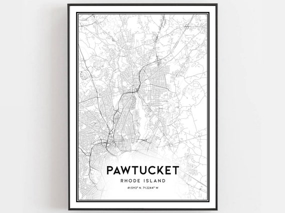 Pawtucket Map Print Pawtucket Map Poster Wall Art Ri City | Etsy
