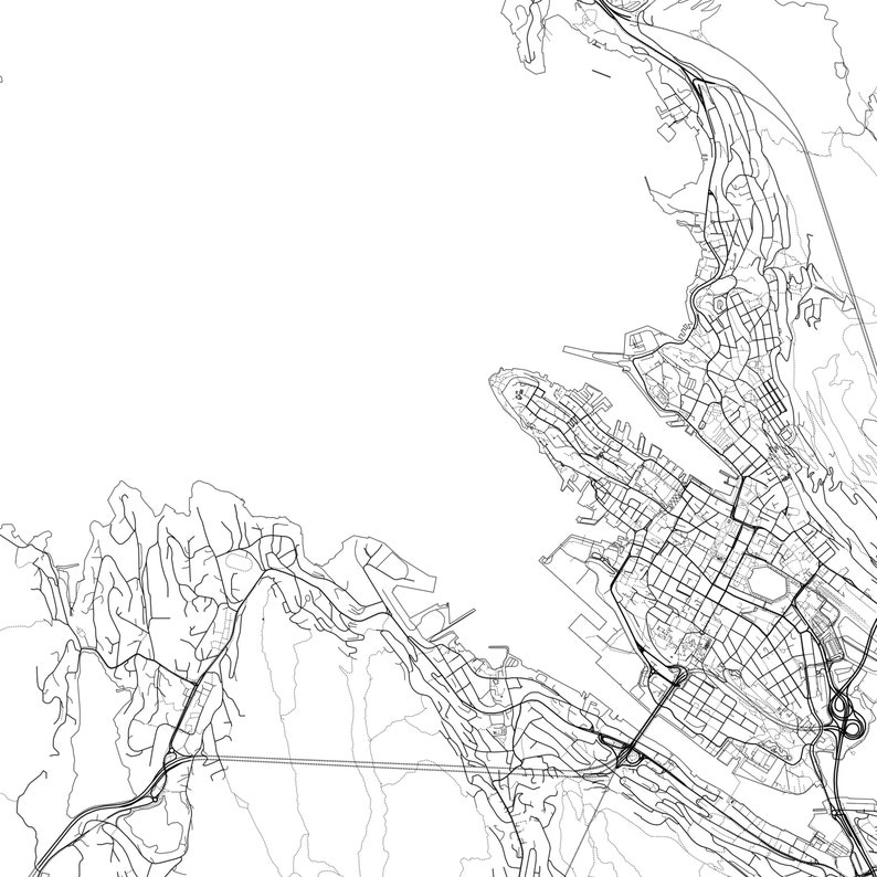 Bergen Map Print, Bergen Map Poster Wall Art, Bergen City Map, Bergen ...