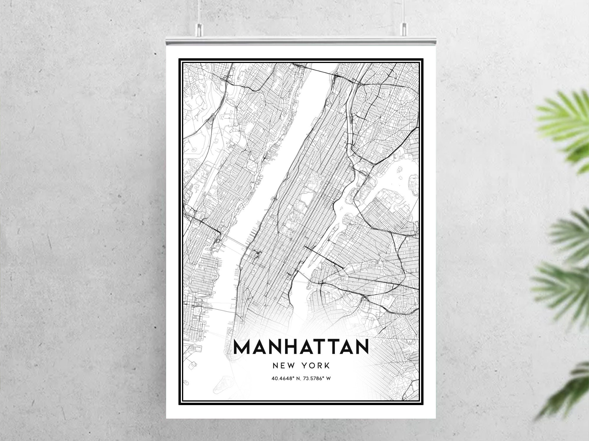 Manhattan Map Print Manhattan Map Poster Wall Art Ny City | Etsy