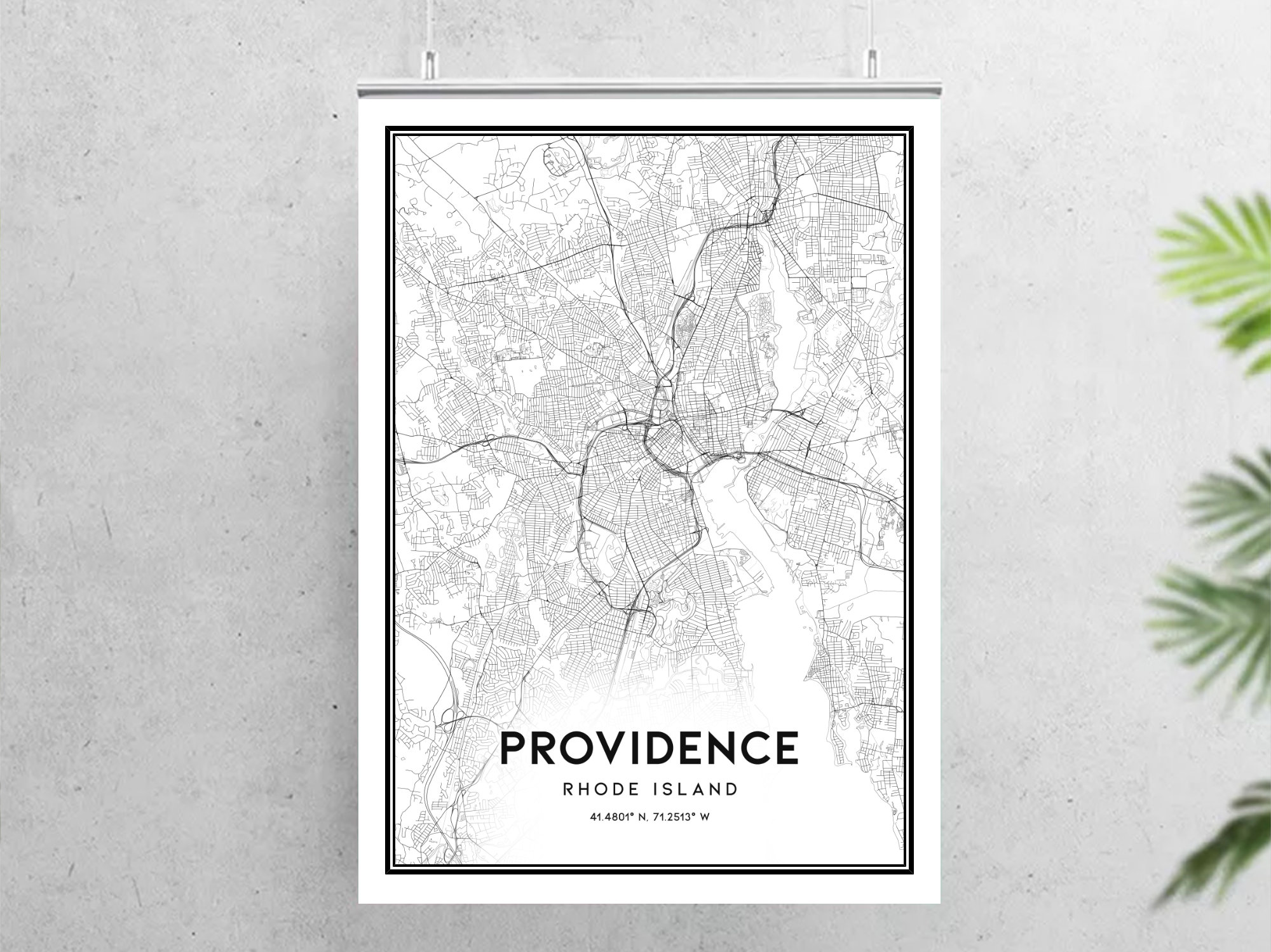 Providence Map Print Providence Map Poster Wall Art Ri City | Etsy