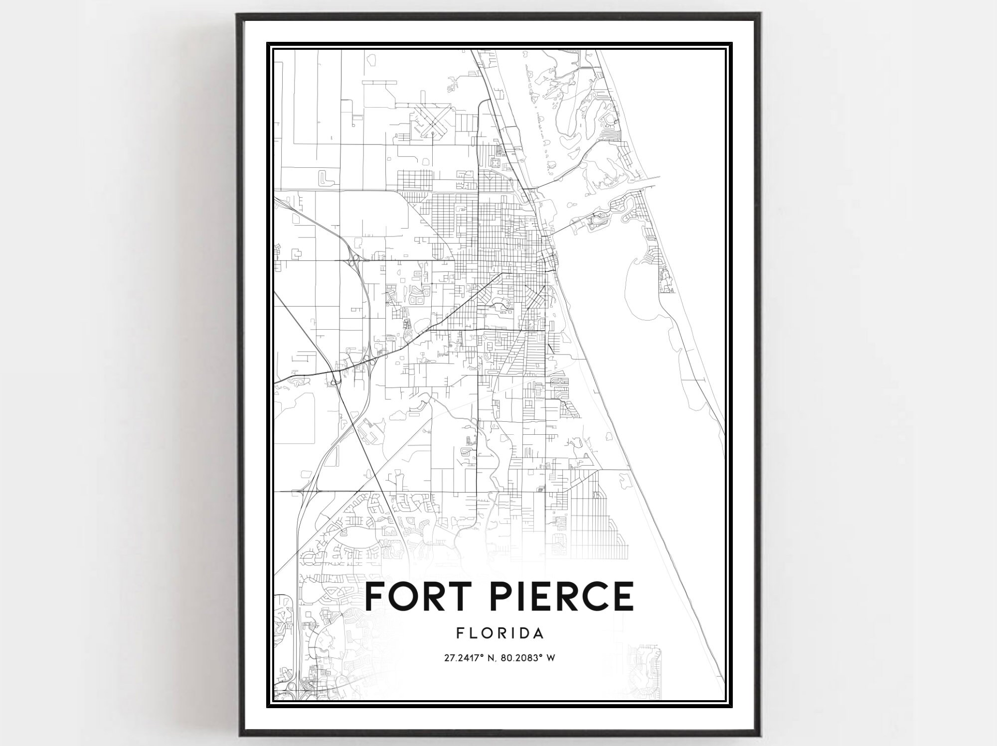 Fort Pierce Map Print, Fort Pierce Map Poster Wall Art, Fl City Map ...