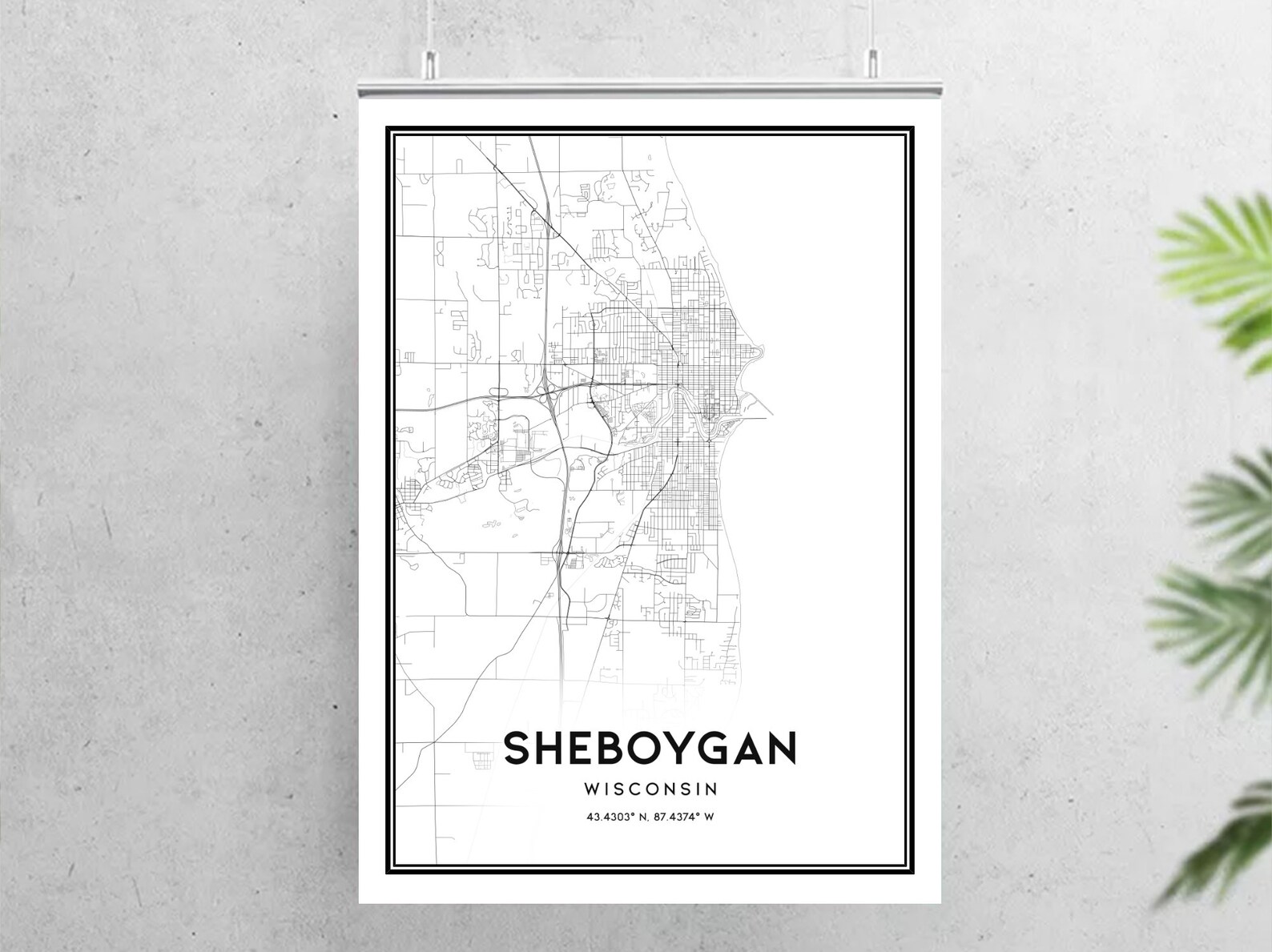 Sheboygan Map Print, Sheboygan Map Poster Wall Art, Wi City Map ...