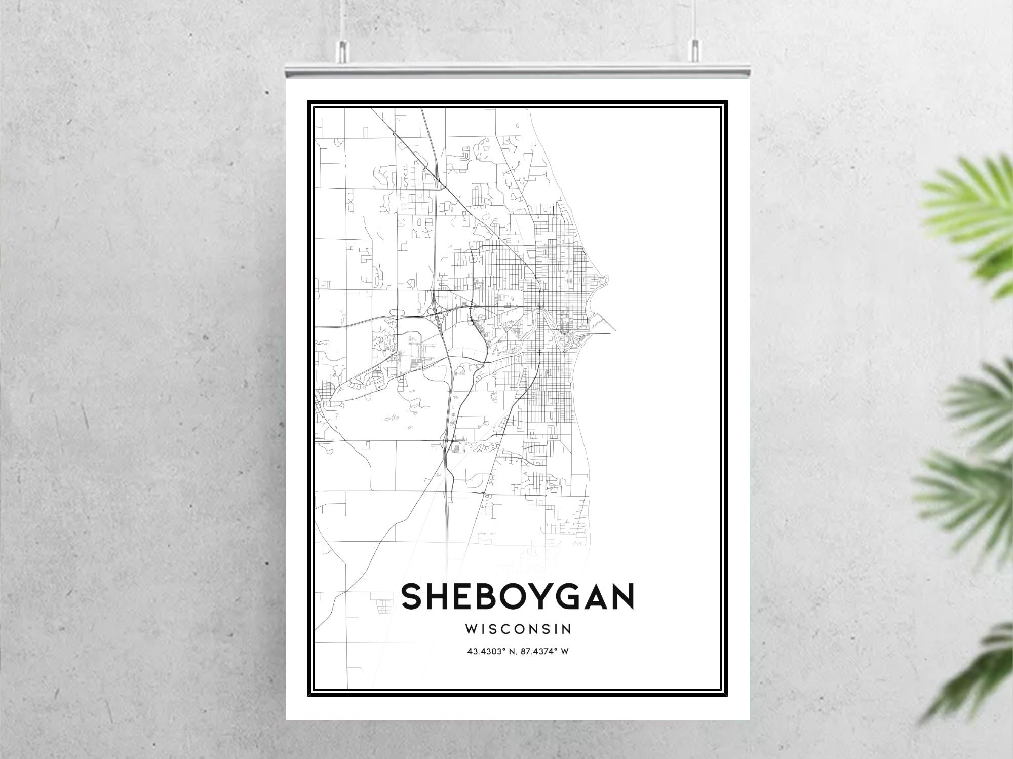 Sheboygan Map Print Sheboygan Map Poster Wall Art Wi City | Etsy