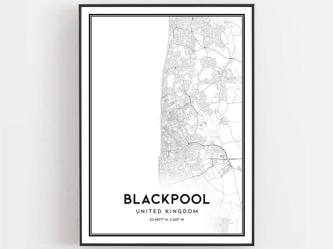 Blackpool Map Print, Blackpool Map Poster Wall Art, Blackpool City Map ...