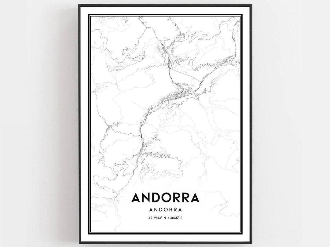Andorra Map Print, Andorra Map Poster Wall Art, Andorra City Map ...