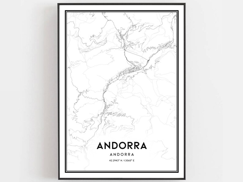 Andorra Map Print Andorra Map Poster Wall Art Andorra City - Etsy