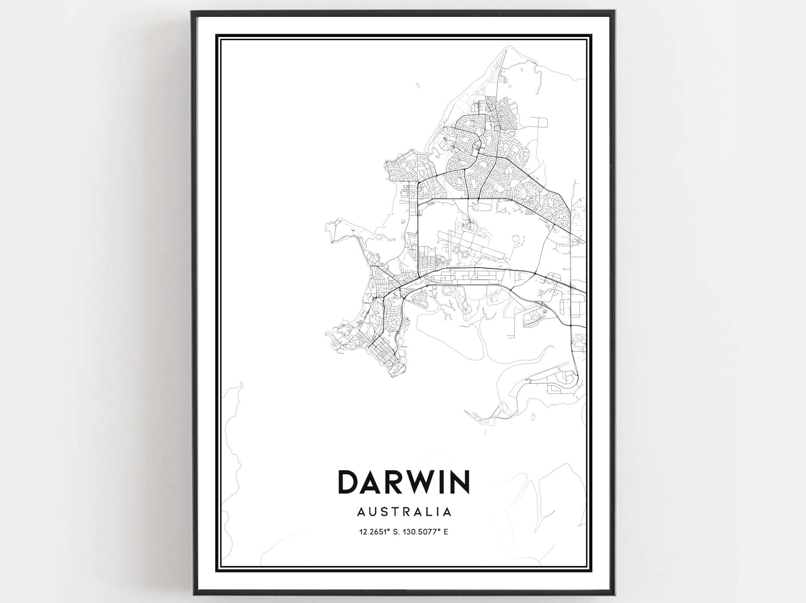 Darwin Map Print Darwin Map Poster Wall Art Darwin City Map | Etsy