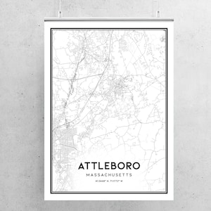 Attleboro Map Print, Attleboro Map Poster Wall Art, Ma City Map ...