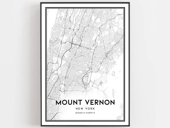 Mount Vernon Map Print Mount Vernon Map Poster Wall Art Ny | Etsy