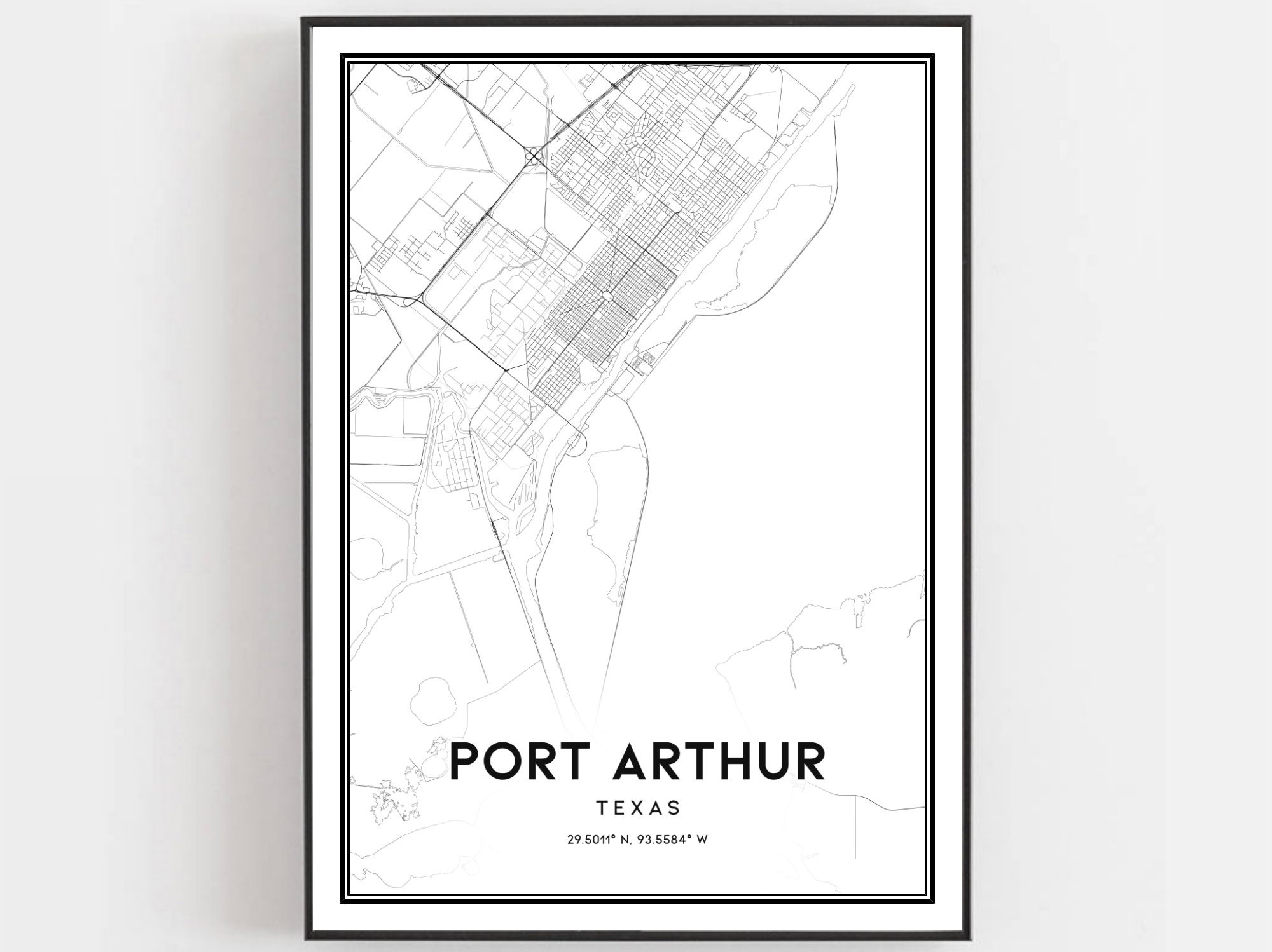 Port Arthur Map Print, Port Arthur Map Poster Wall Art, Tx City Map ...
