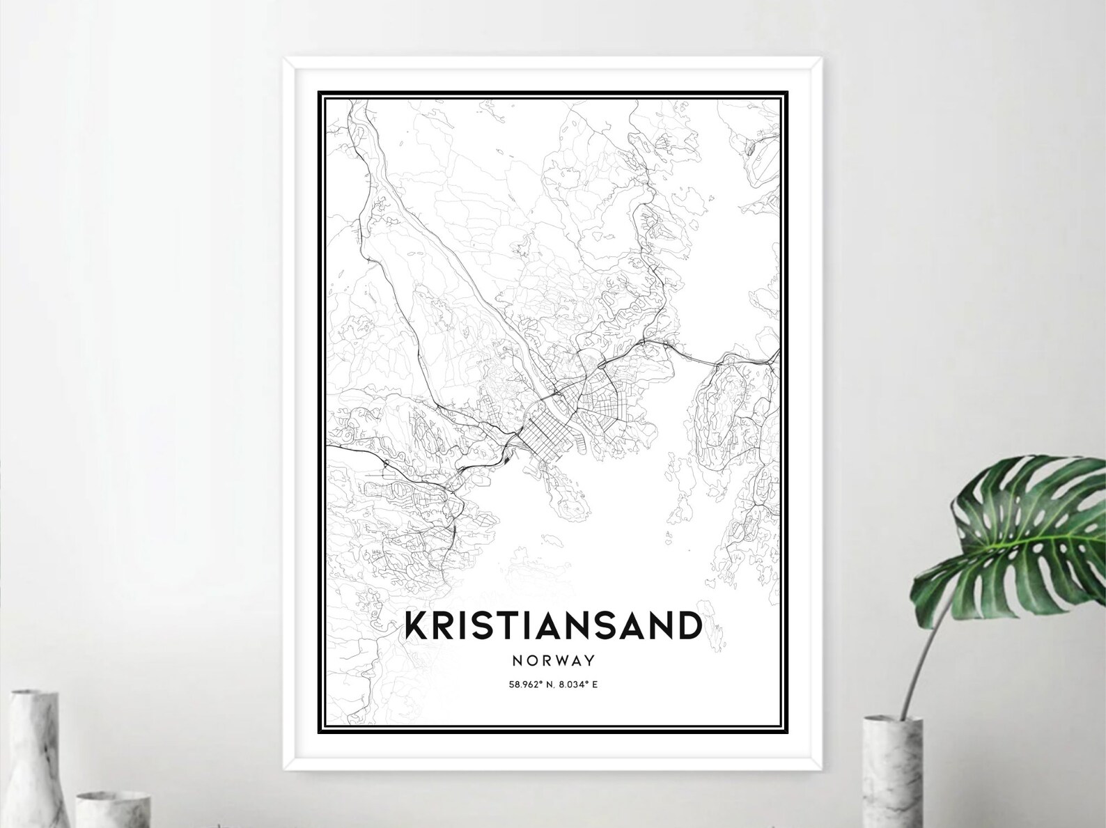 Kristiansand Map Print Kristiansand Map Poster Wall Art | Etsy