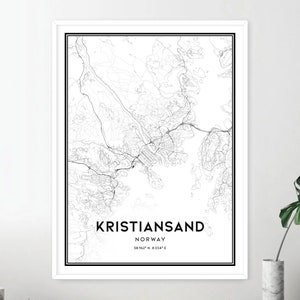 Kristiansand Map Print, Kristiansand Map Poster Wall Art, Kristiansand ...