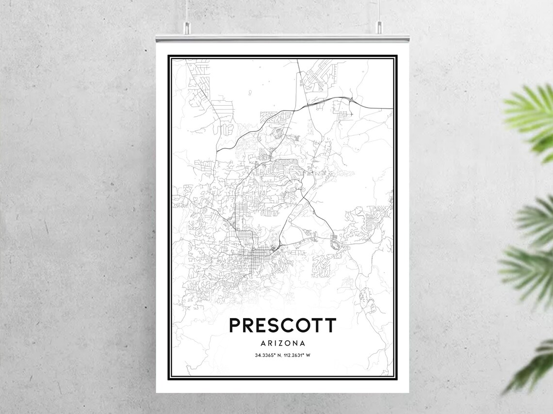 Prescott Map Print Prescott Map Poster Wall Art Az City Map - Etsy