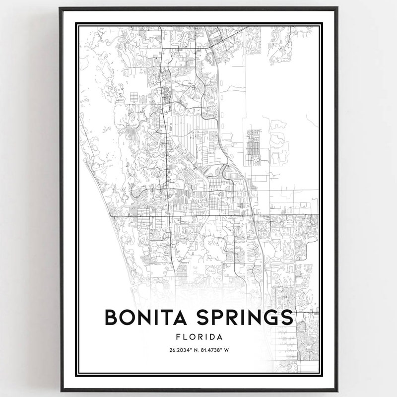 Map of Bonita Springs Florida - Etsy