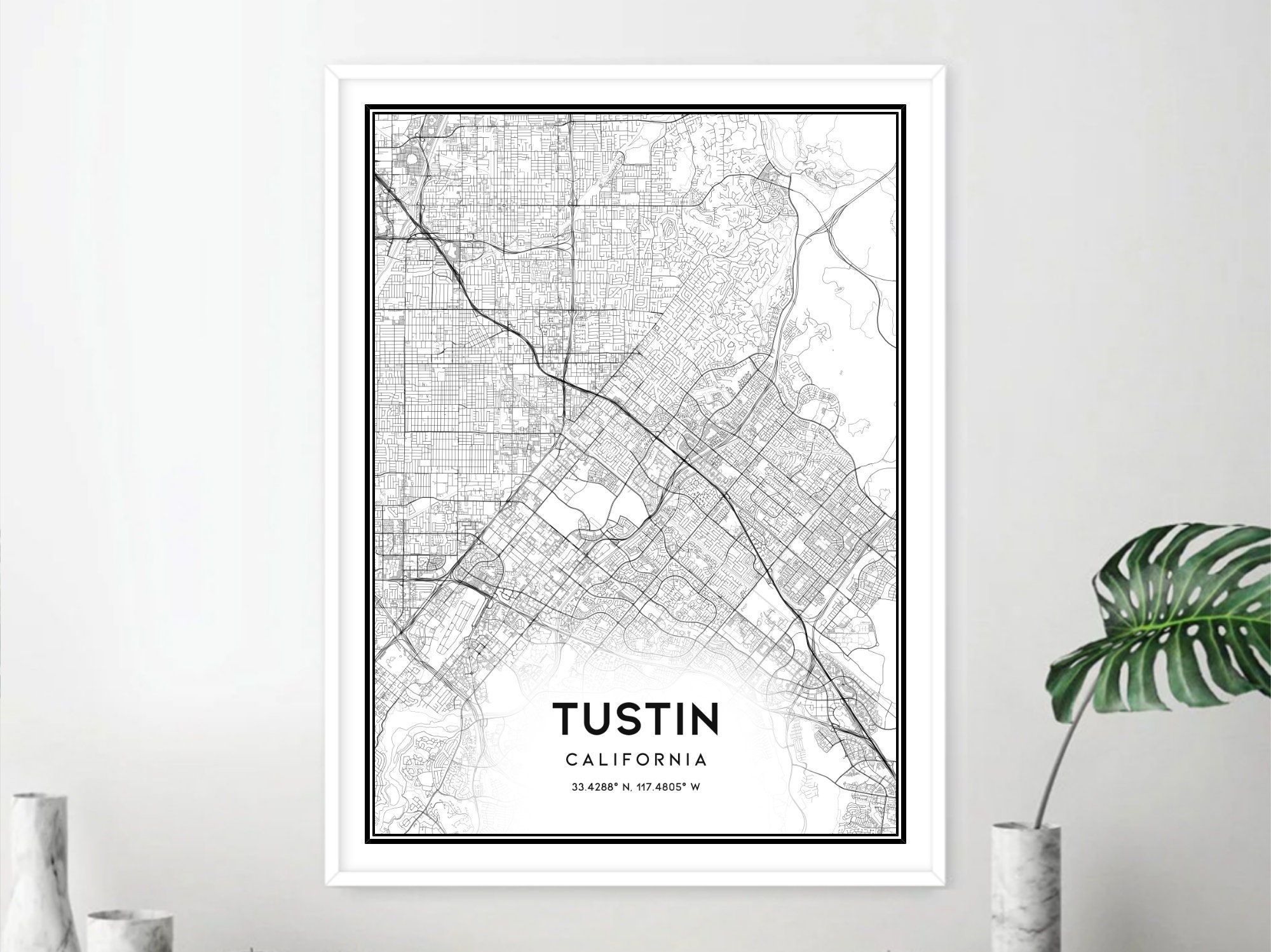 Tustin Map Print Tustin Map Poster Wall Art Ca City Map | Etsy