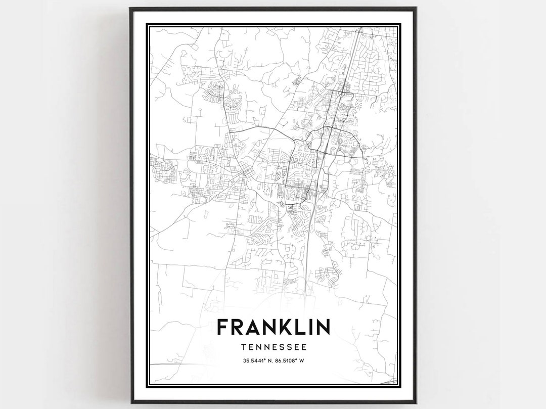 Franklin Map Print, Franklin Map Poster Wall Art, Tn City Map ...