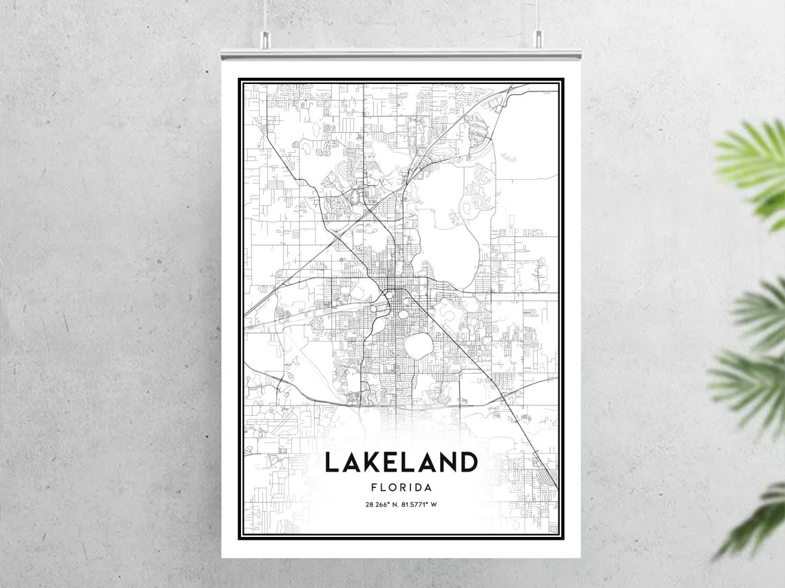 Lakeland Map Print Lakeland Map Poster Wall Art Fl City Map - Etsy