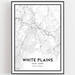 White Plains Map Print, White Plains Map Poster Wall Art, Ny City Map ...