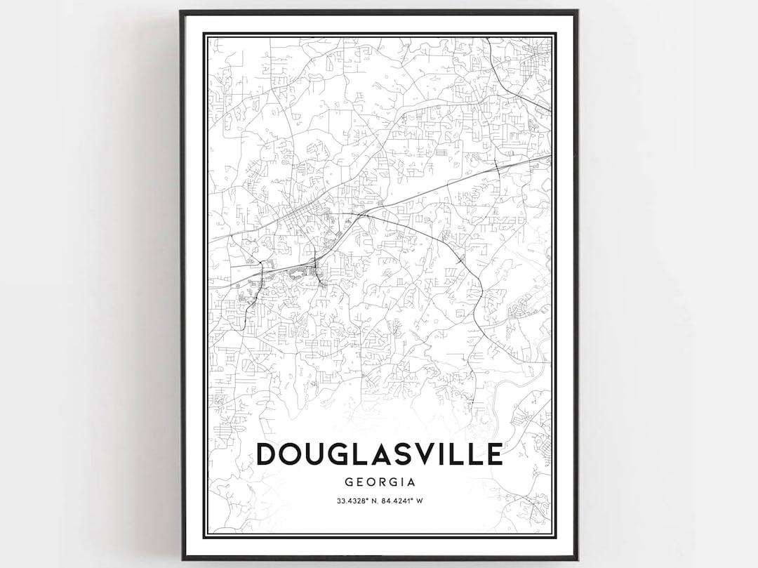 Douglasville Map Print, Douglasville Map Poster Wall Art, Ga City Map ...