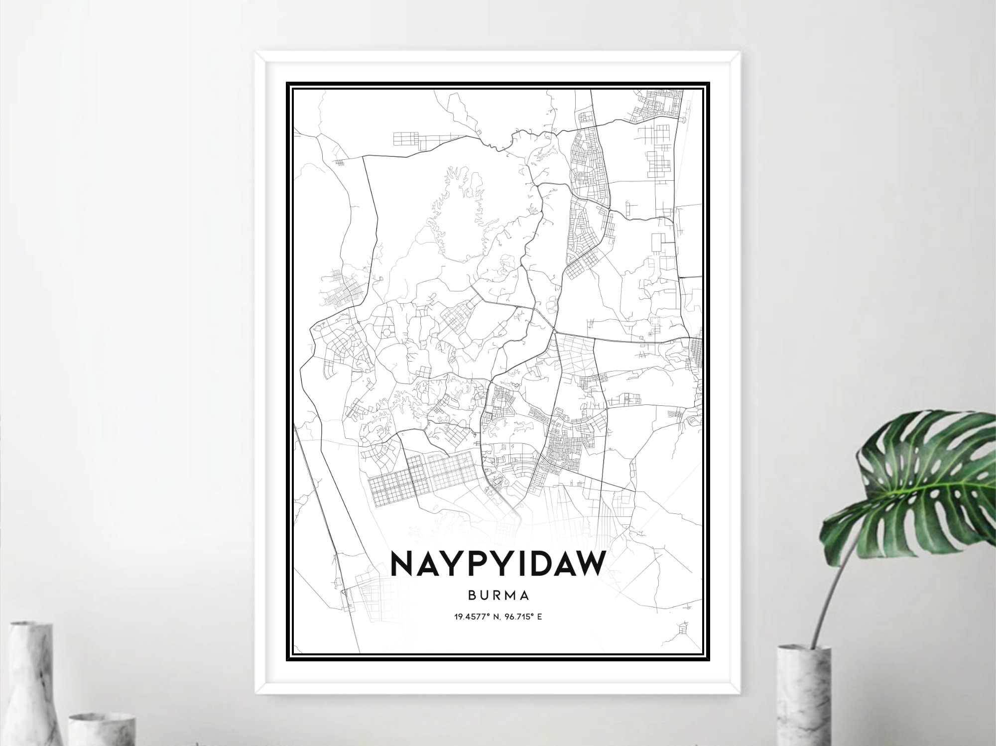 Naypyidaw Map Print Naypyidaw Map Poster Wall Art Naypyidaw | Etsy