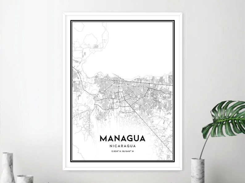 Managua Map Print Managua Map Poster Wall Art Managua City - Etsy