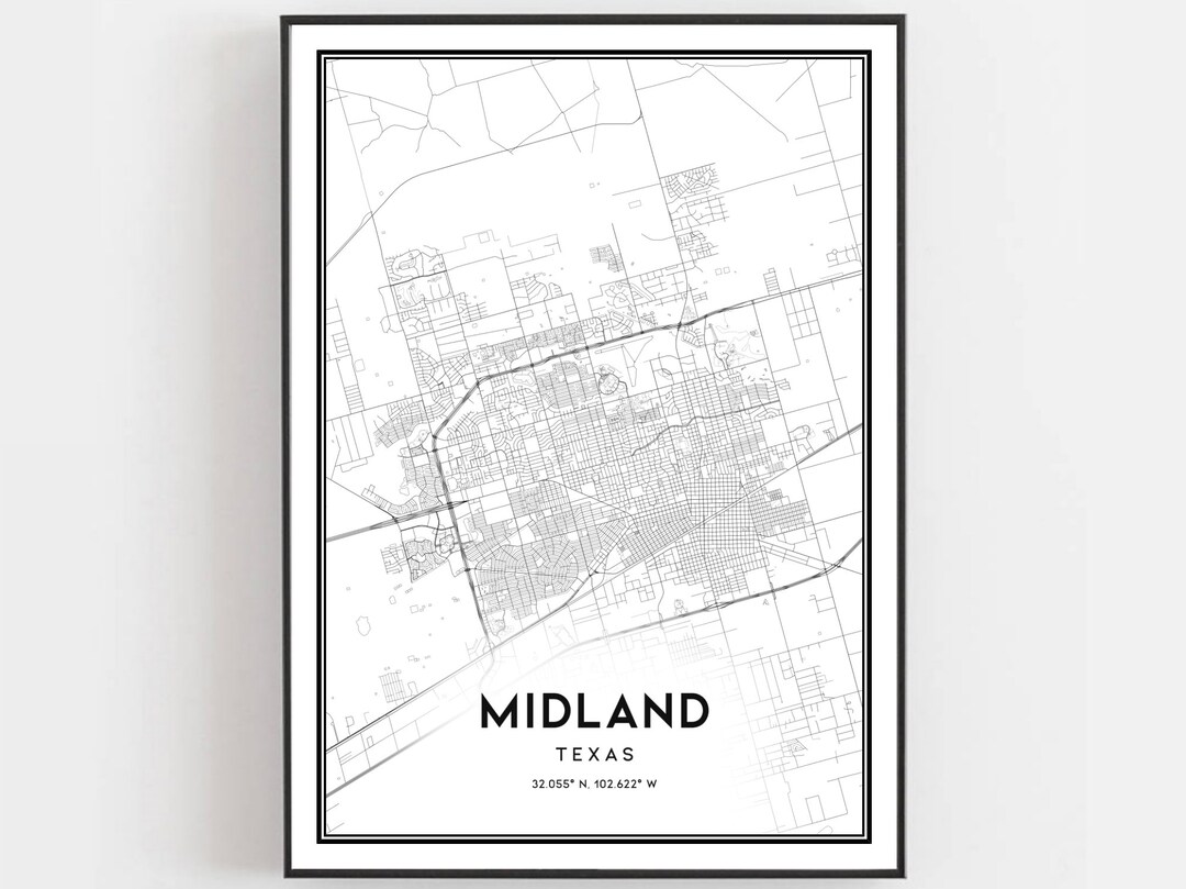 Midland Map Print, Midland Map Poster Wall Art, Tx City Map, Texas ...