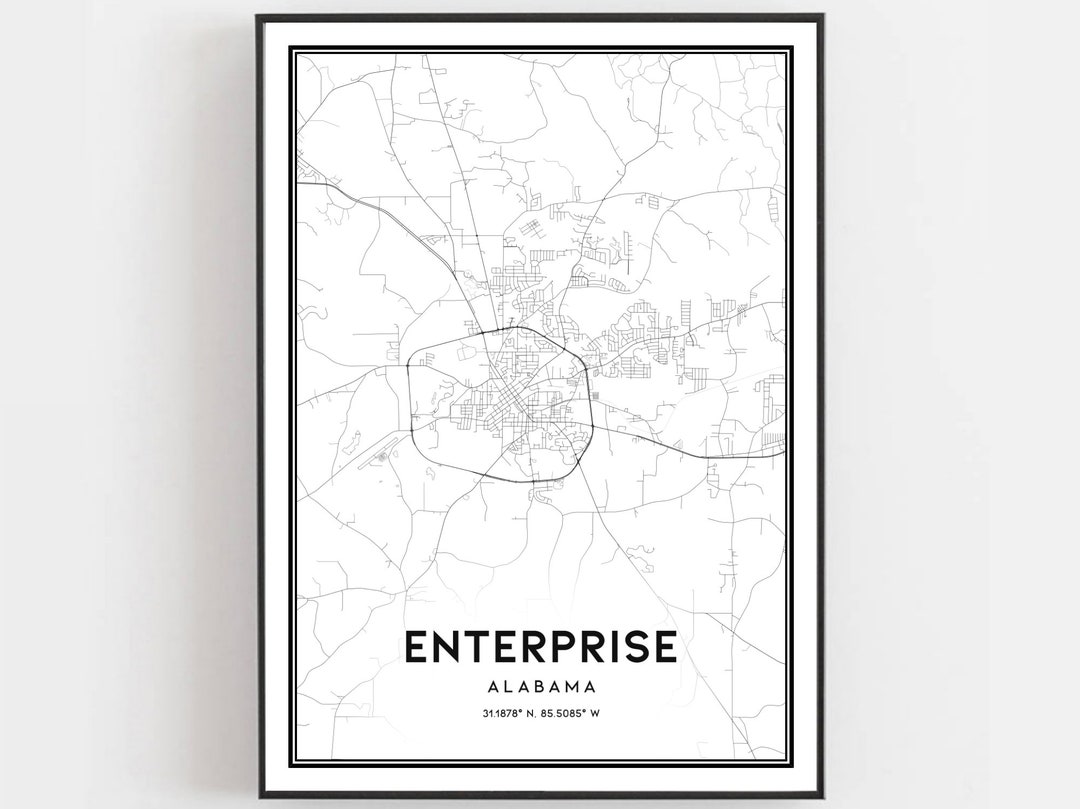Enterprise Map Print, Enterprise Map Poster Wall Art, Al City Map ...