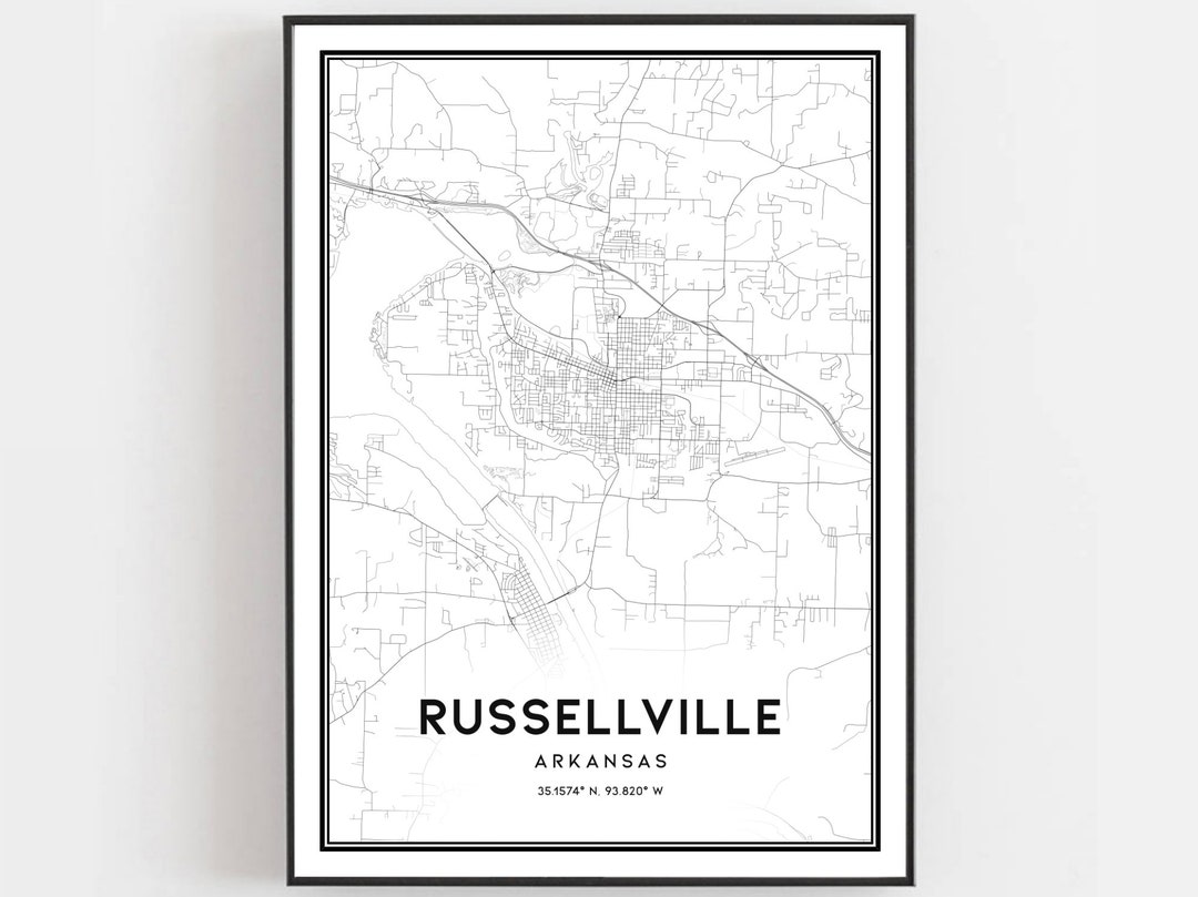Russellville Map Print, Russellville Map Poster Wall Art, Ar City Map ...