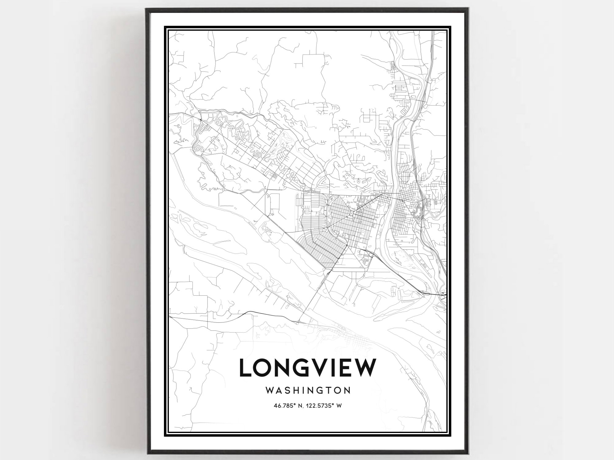 Longview Map Print Longview Map Poster Wall Art Wa City | Etsy